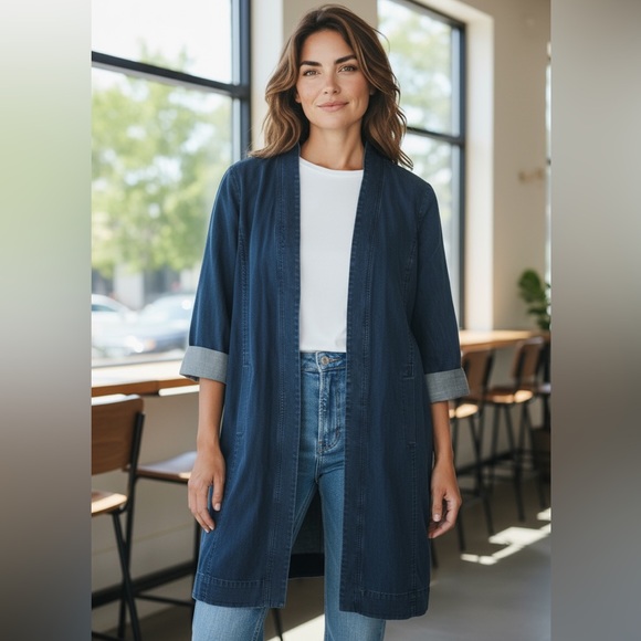 Eileen Fisher | Jackets & Coats | Eileen Fisher Organic Cotton Front ...